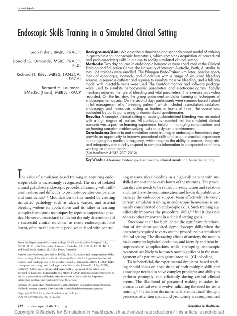 Endoscopic Skills Training in A Simulated Clinical.8 | PDF | Endoscopy ...