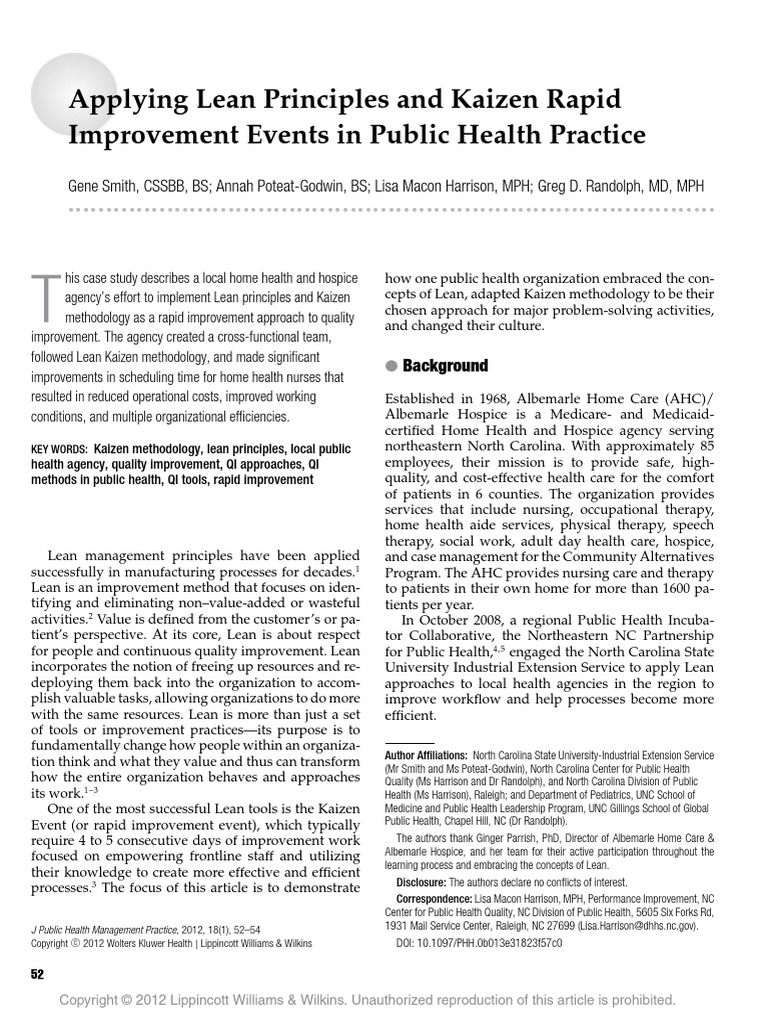 Applying Lean Principles 2012 | PDF | Lean Manufacturing | Industries