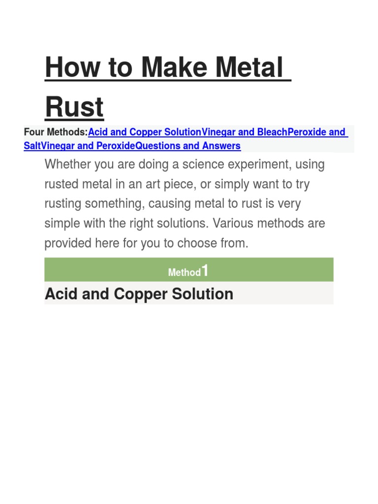 How To Make Metal Rust | PDF | Rust | Iron