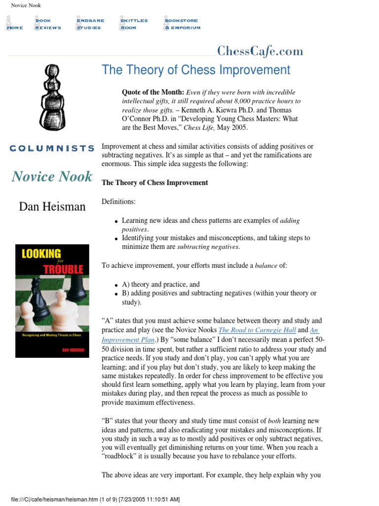 Novice Nook: The Theory of Chess Improvement | Download Free PDF ...