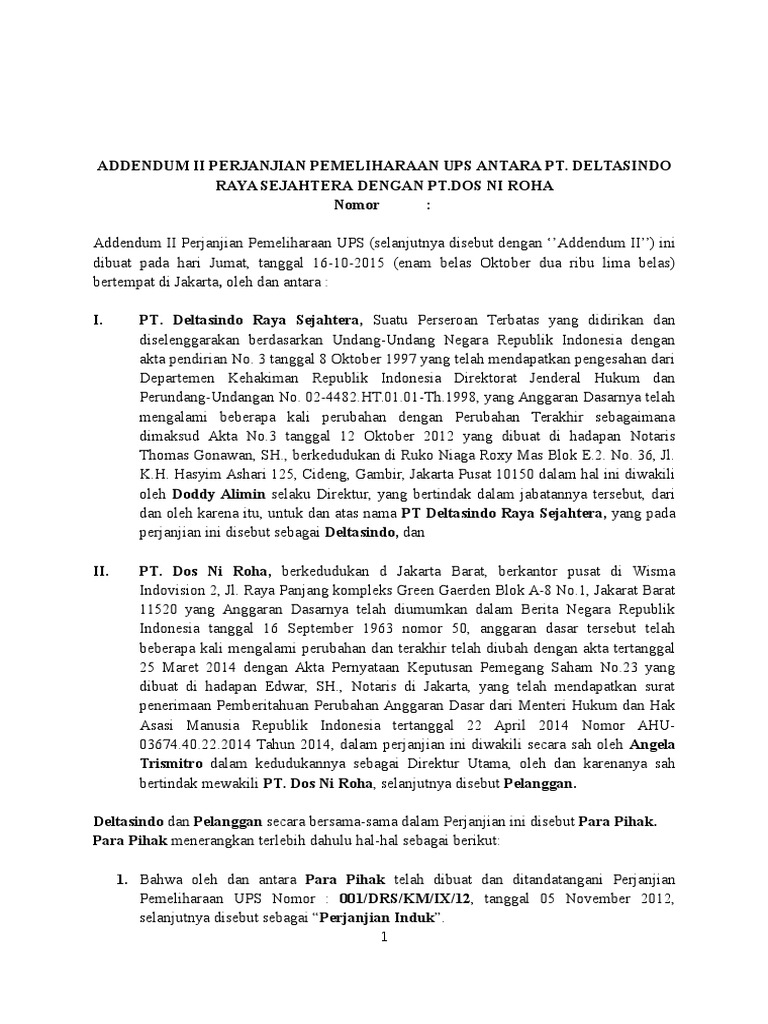 Addendum II Pemeliharaan UPS | PDF