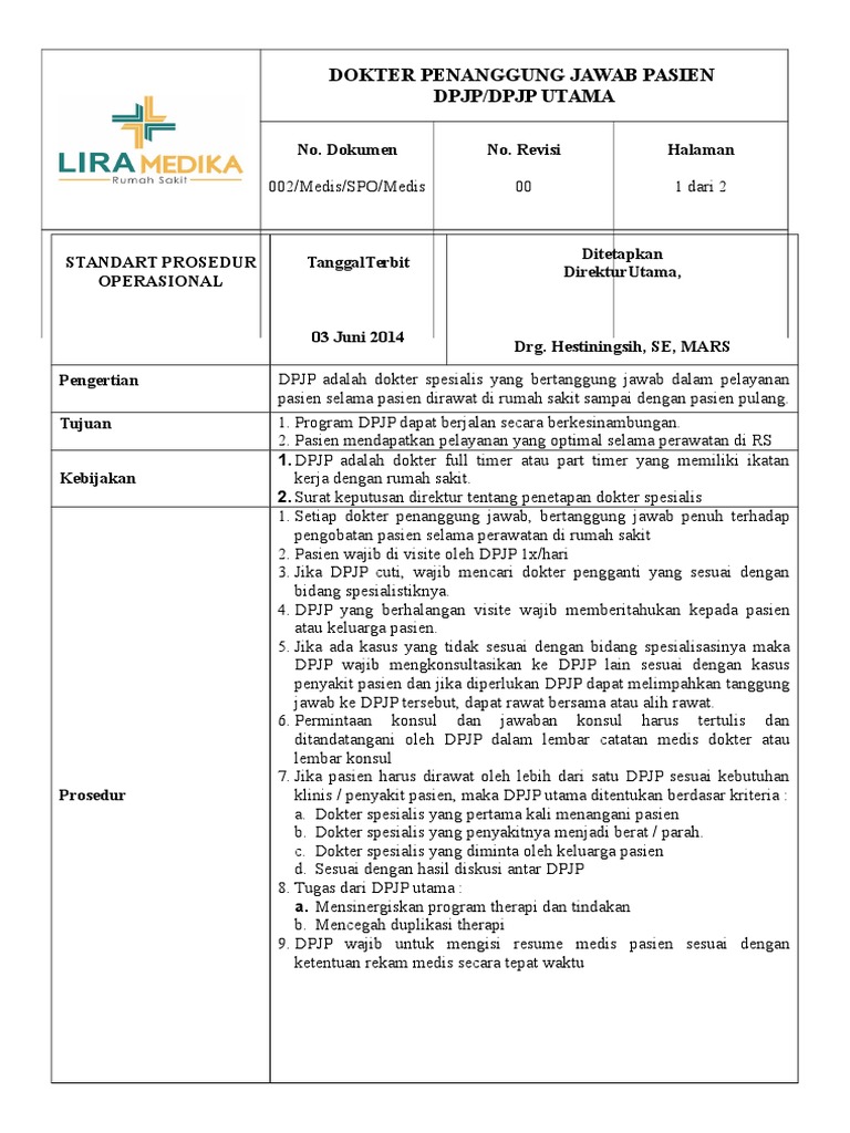 Sop DPJP Revisi | PDF