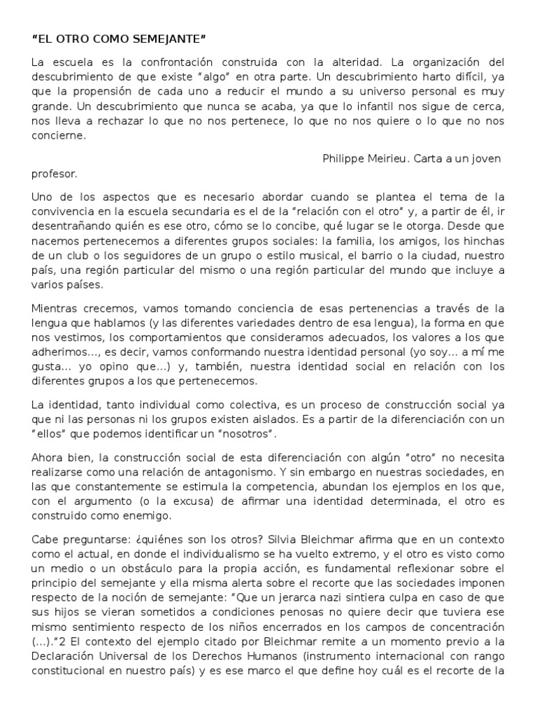 El Otro Como Semejante | PDF | Tolerancia | Adultos
