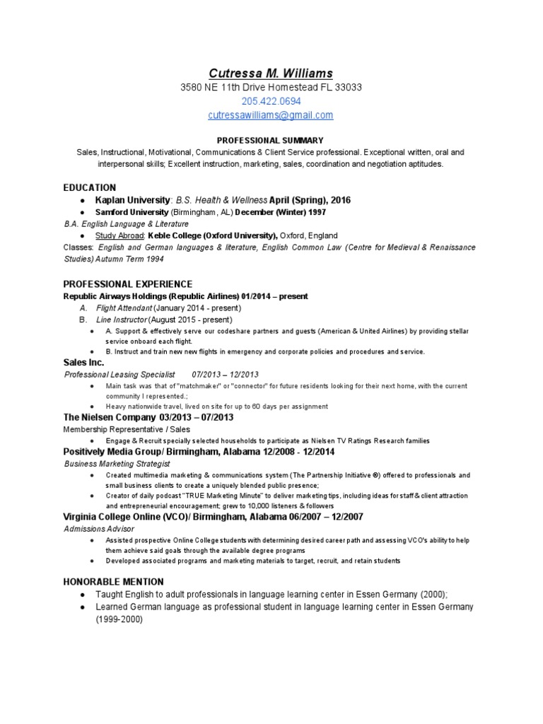 Cmwilliams Resume-Spring2016 | PDF