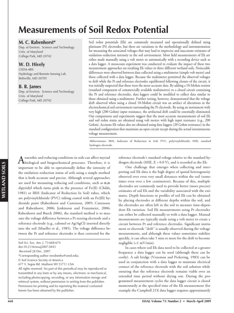 Measurements of Soil Redox Potential | PDF | Resistor | Electrical ...