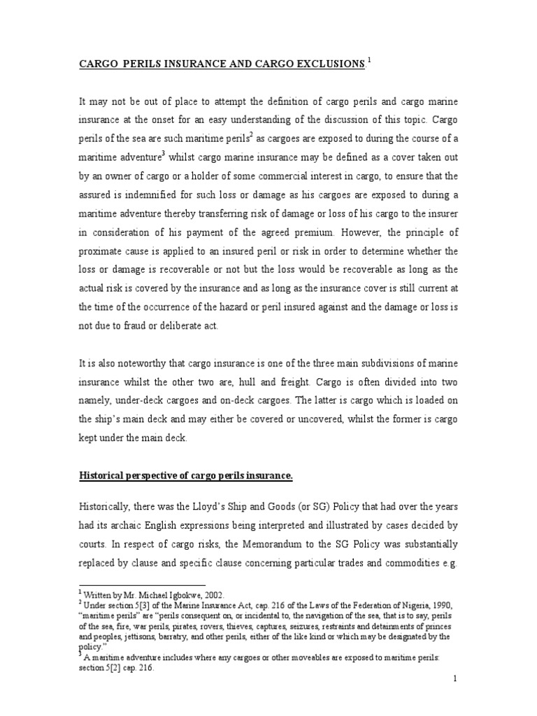 Cargo Insurance and Exclusion Clauses | PDF | Insurance | Industries