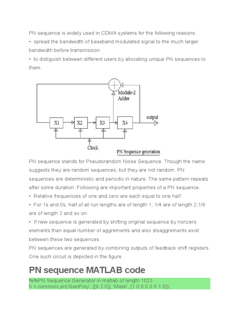 PN Sequence MATLAB Code | PDF | Computers