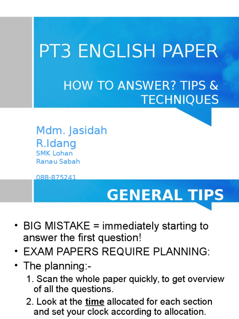 Pt3 English Paper: How To Answer? Tips & Techniques | PDF | Question | Verb