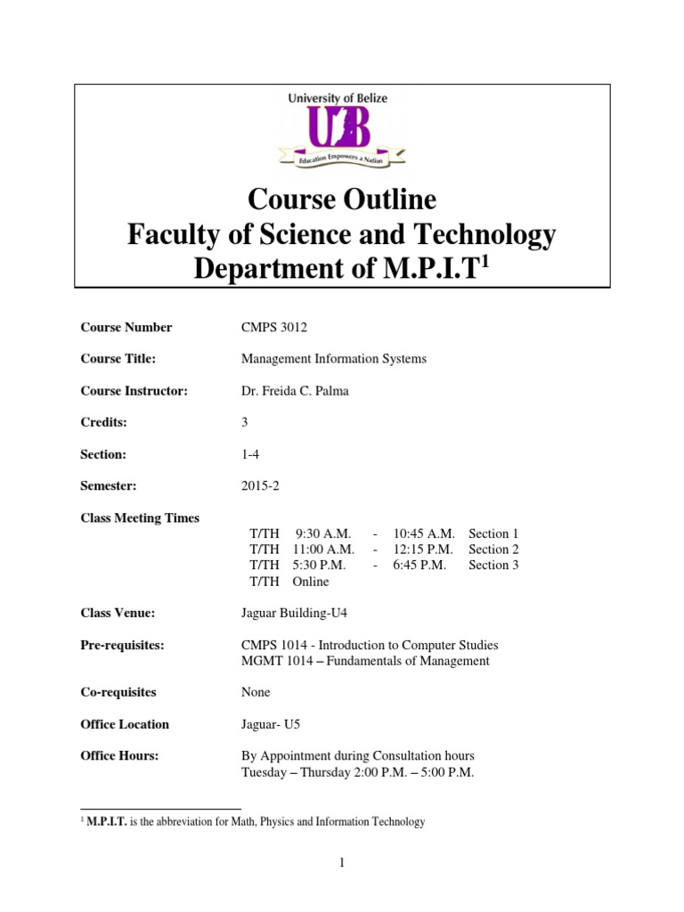 Management Information Systems Course Syllabus | PDF | Academic ...