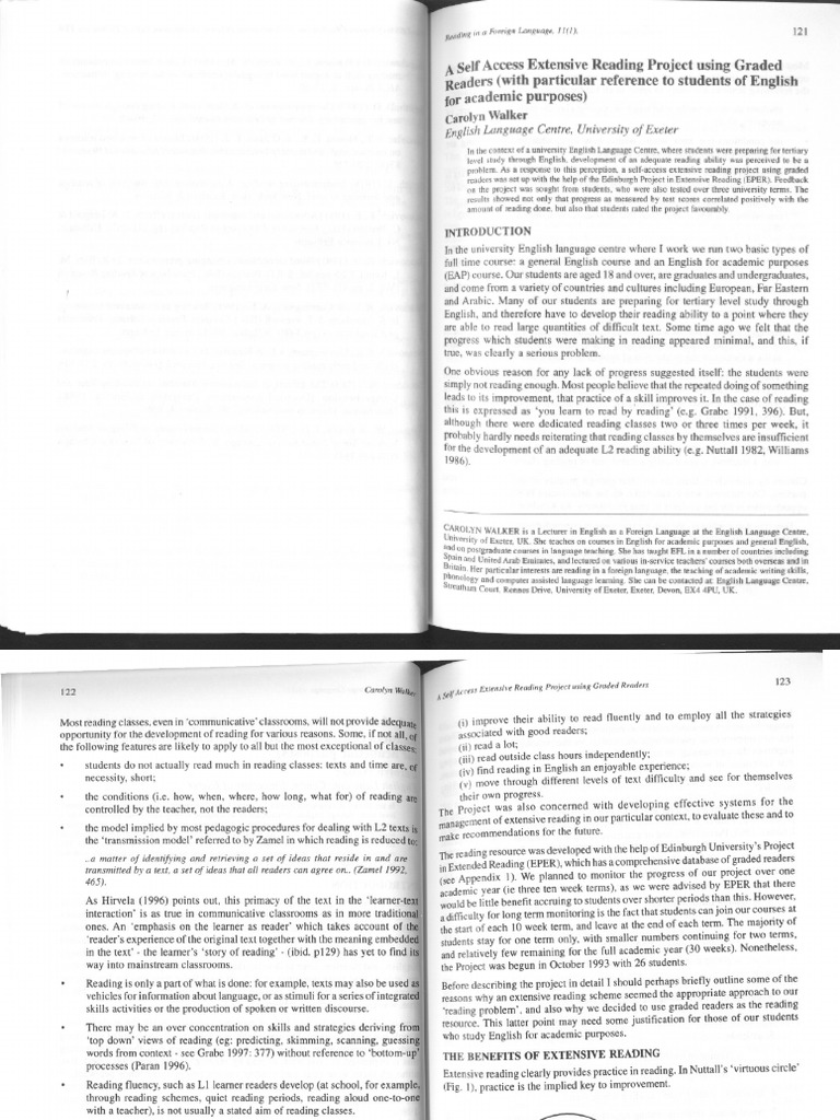 A Self Access Extensive Reading Project Using Graded Readers | PDF