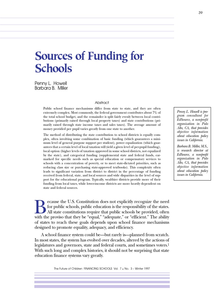 Sources of School Funding | PDF | U.S. State | Taxes