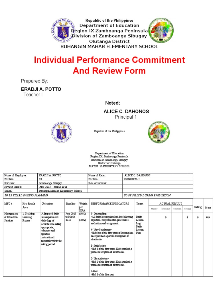 Individual Performance Commitment and Review Form | PDF | Mentorship ...