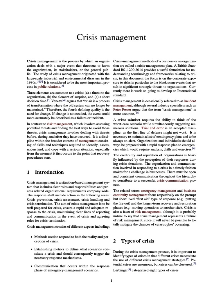Crisis Management | PDF | Crisis Management | Disaster And Accident
