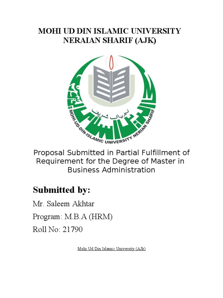 Submitted By:: Mohi Ud Din Islamic University Neraian Sharif (Ajk ...