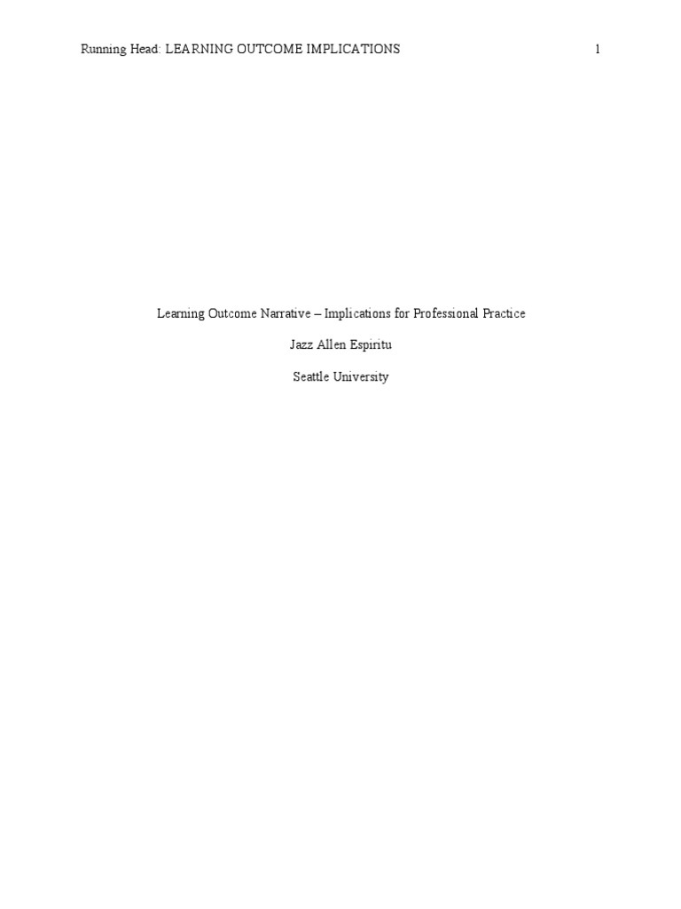 Learning Outcomes Narrative - Implications For Professional Practice ...