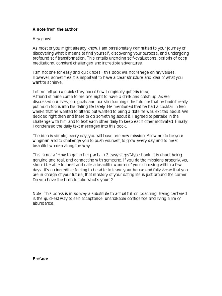 A Note From The Author | PDF | Mind