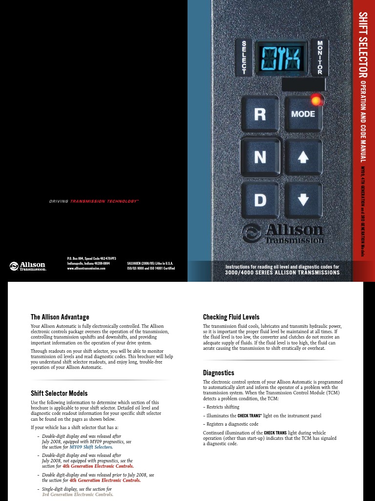 SA336 Codigos de Falla Cajas ALLISON | PDF | Transmission (Mechanics ...