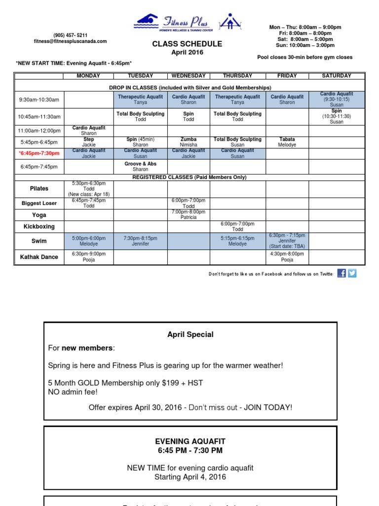 Apr 2016 Class Schedule | PDF