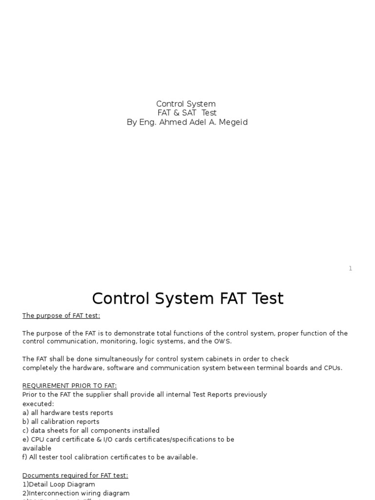 02 Control System FAT Test | PDF | Electrical Wiring | Input/Output