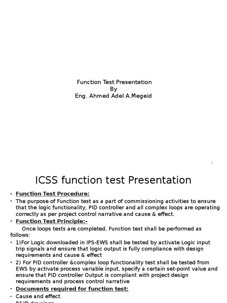 ICSS Function Test Procedures | PDF | Computer Engineering | Electrical ...