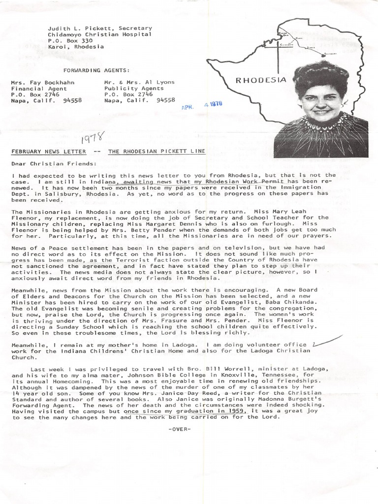 Pickett Judith 1978 Rhodesia | PDF | Rhodesia | Prayer