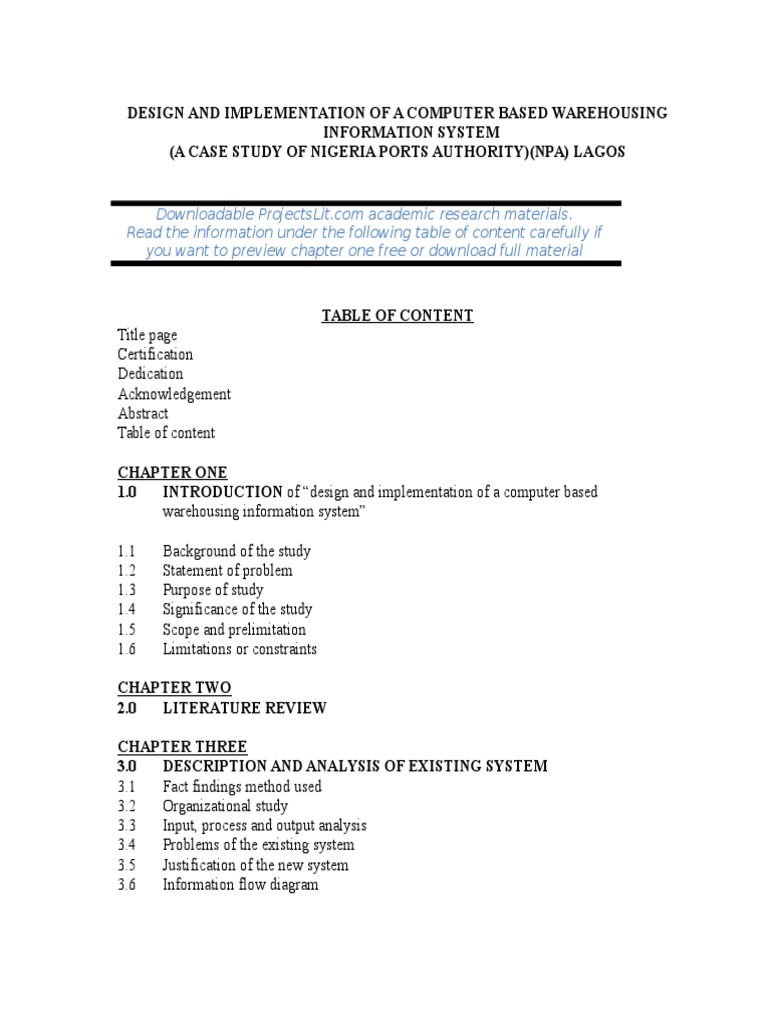 Computer Based Warehousing Information System | PDF | System | Information System