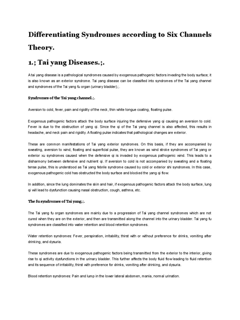Differentiating Syndromes According To Six Channels Theory | PDF ...