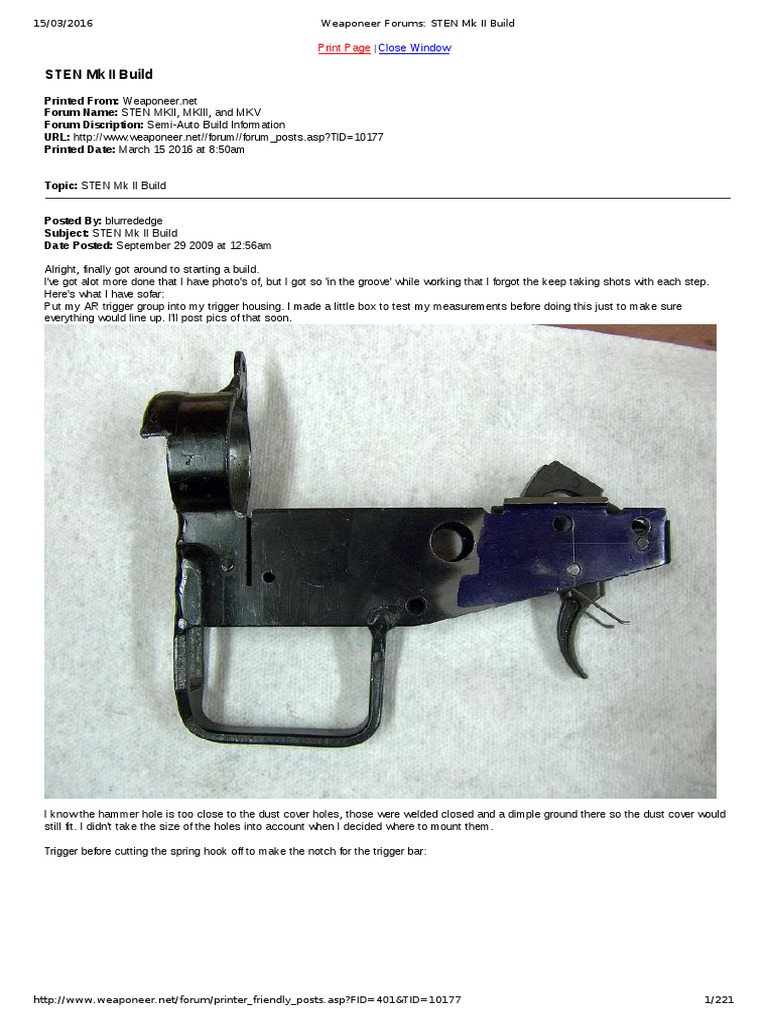 STEN Mk II Build Guide | PDF | Trigger (Firearms) | Tools