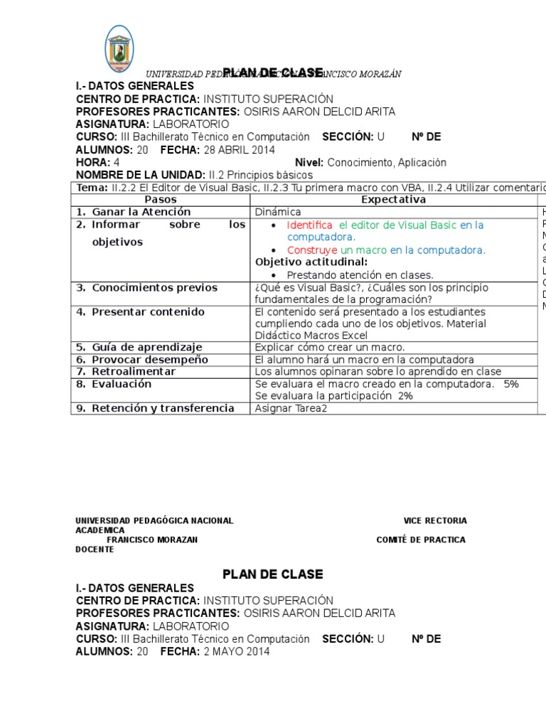 Plan de Clases III Laboratorio | PDF | Maestros | Enseñando