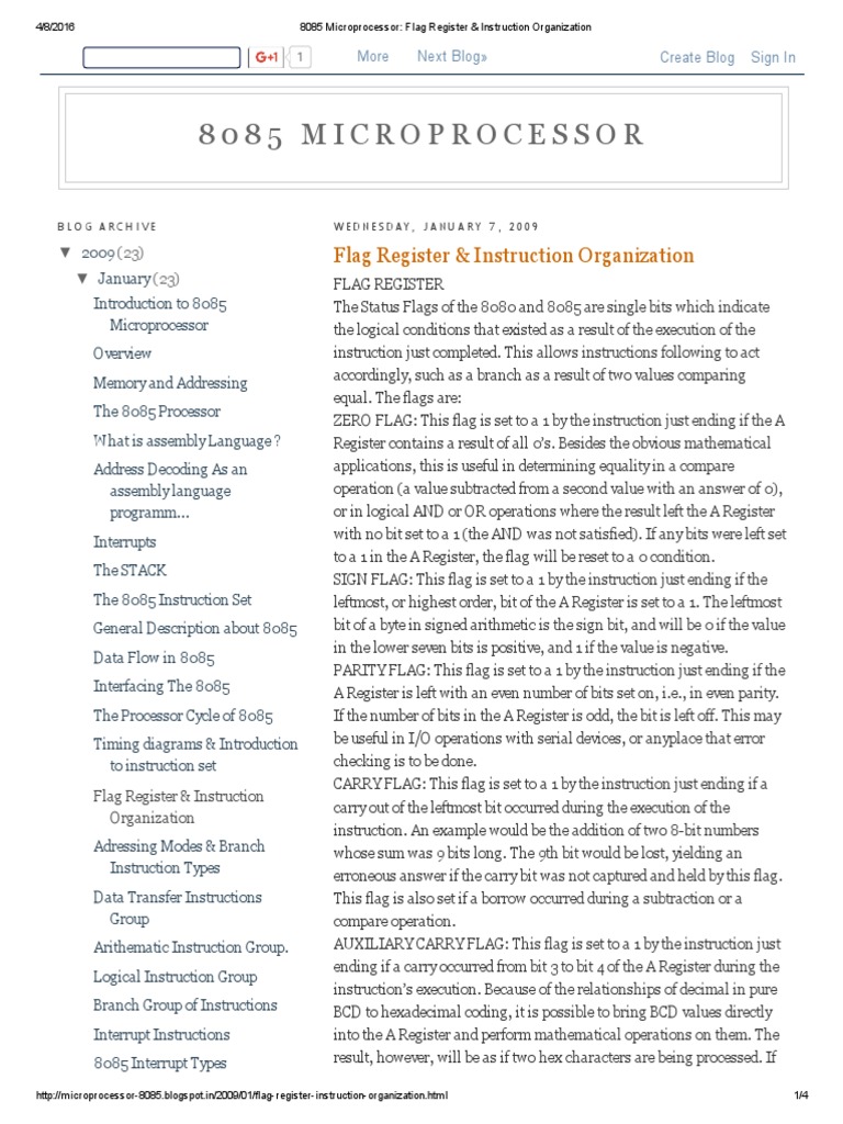 8085 Microprocessor_ Flag Register & Instruction Organization ...
