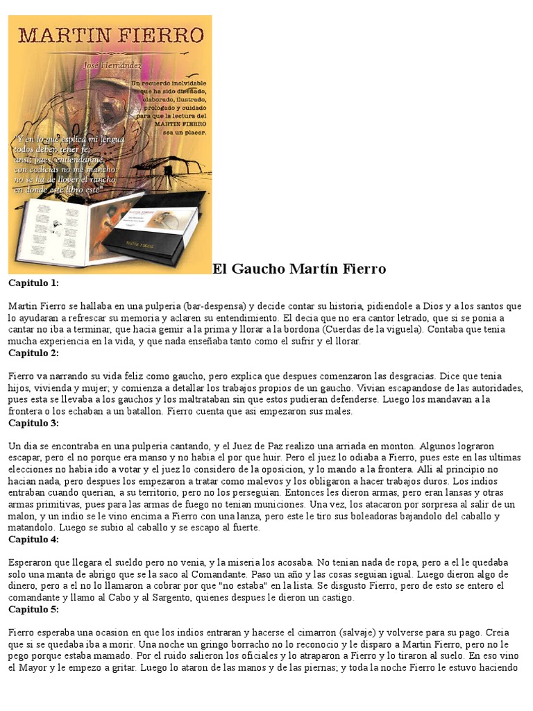El Gaucho Martín Fierro (RESUMEN) | PDF | Naturaleza