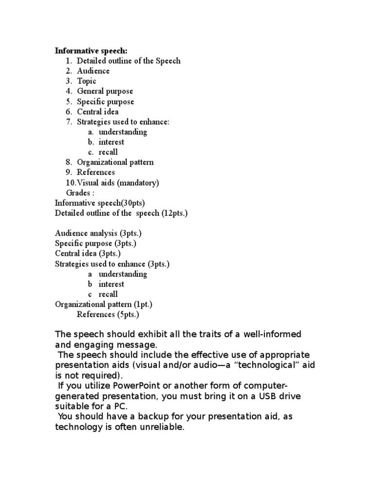Requirements of Informative Speech and Audience Analysis | PDF ...