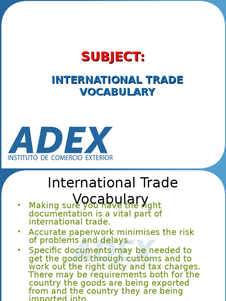 International Trade Vocab Guide | PDF | Invoice | Trade