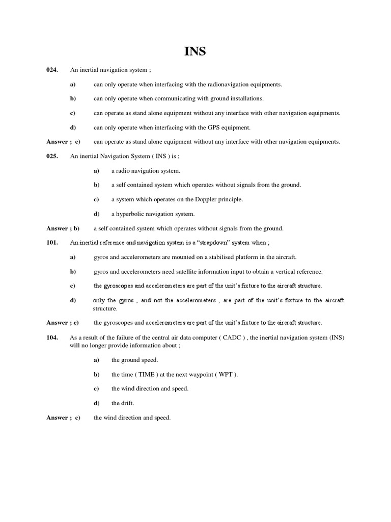 Ins Irs | PDF | Inertial Navigation System | Gyroscope