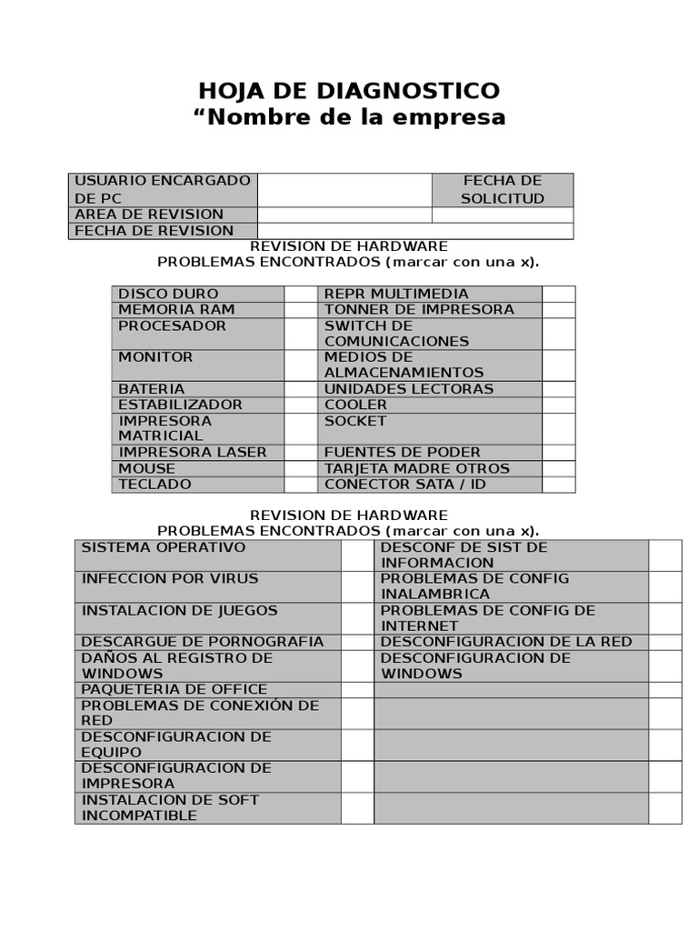 Hoja De Diagnostico De Equipo De Computo Pc Microsoft - vrogue.co Hoja De Diagnostico De Equipo De Computo Pc Microsoft - vrogue.co