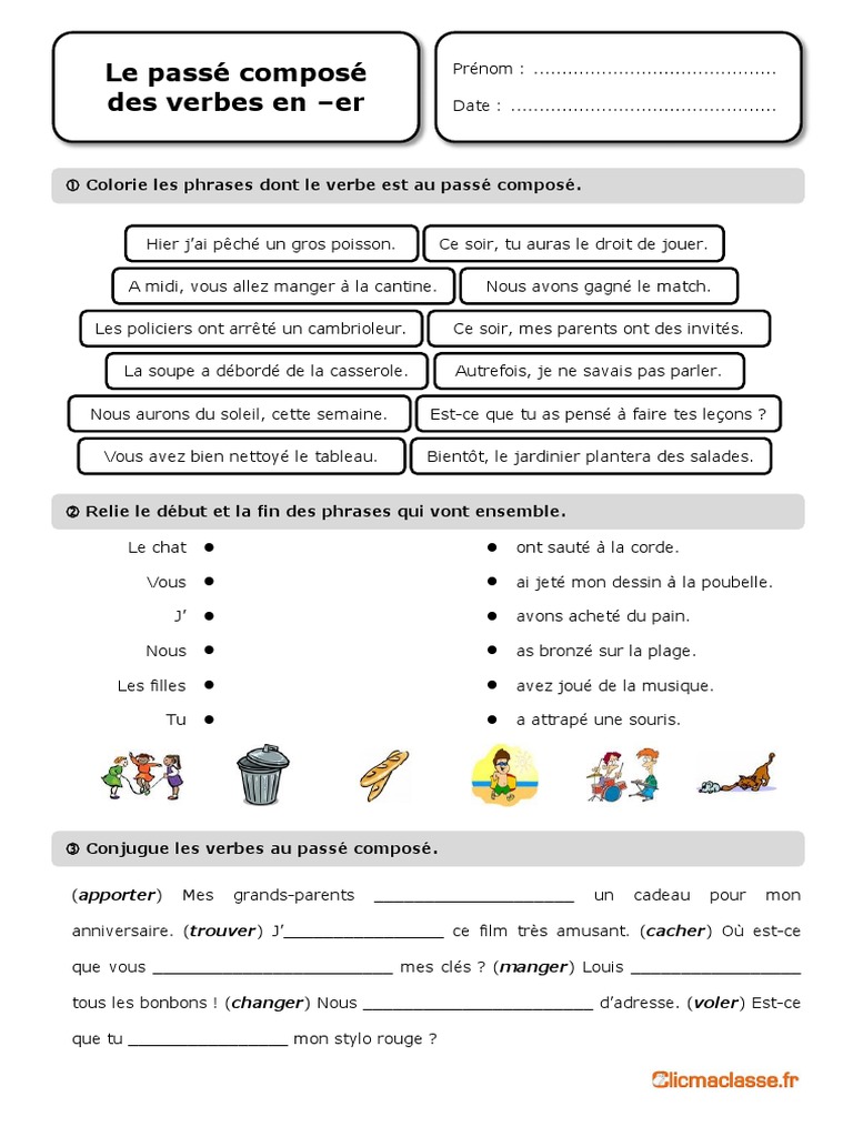 Ejercicios de Passé Composé | PDF