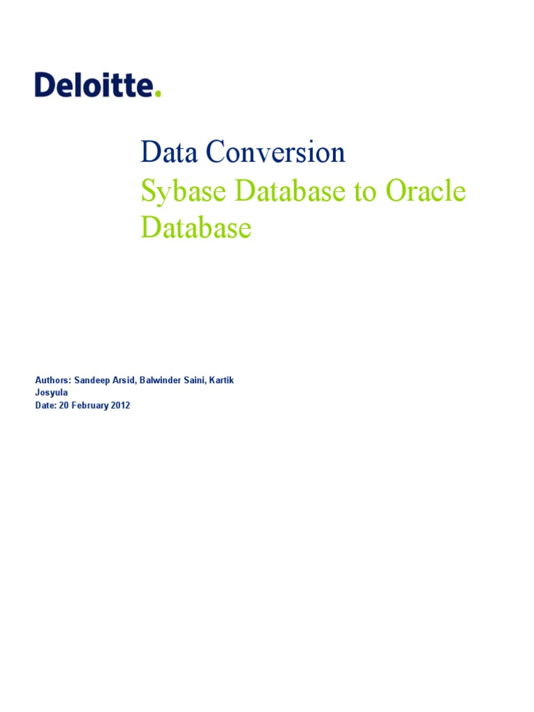 Data Loading Sybase Database To Oracle Database | PDF | Databases | Computer File