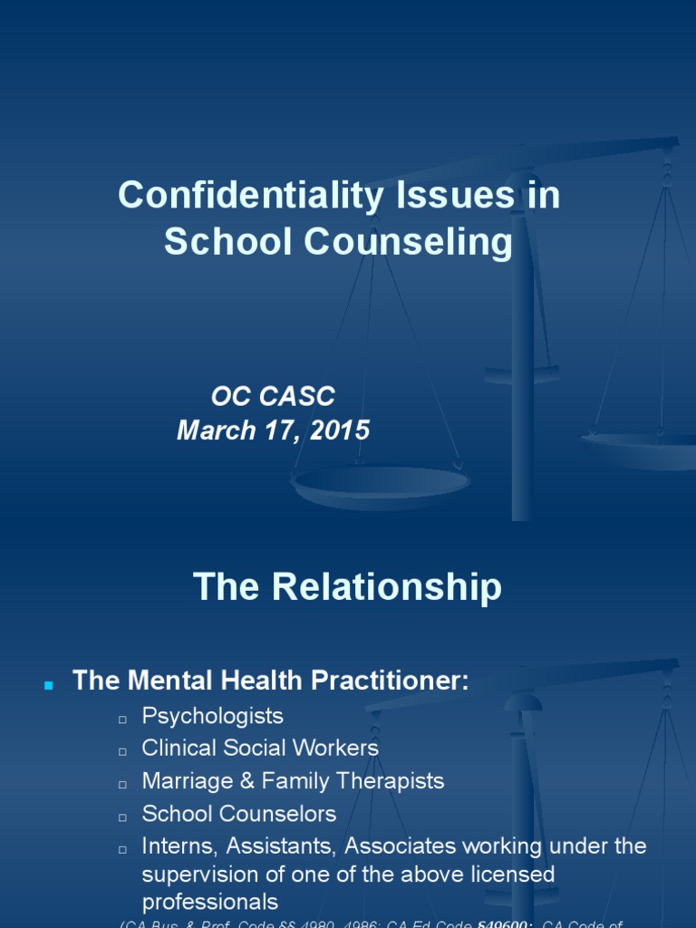 School Counseling Confidentiality Issues | PDF | Confidentiality ...