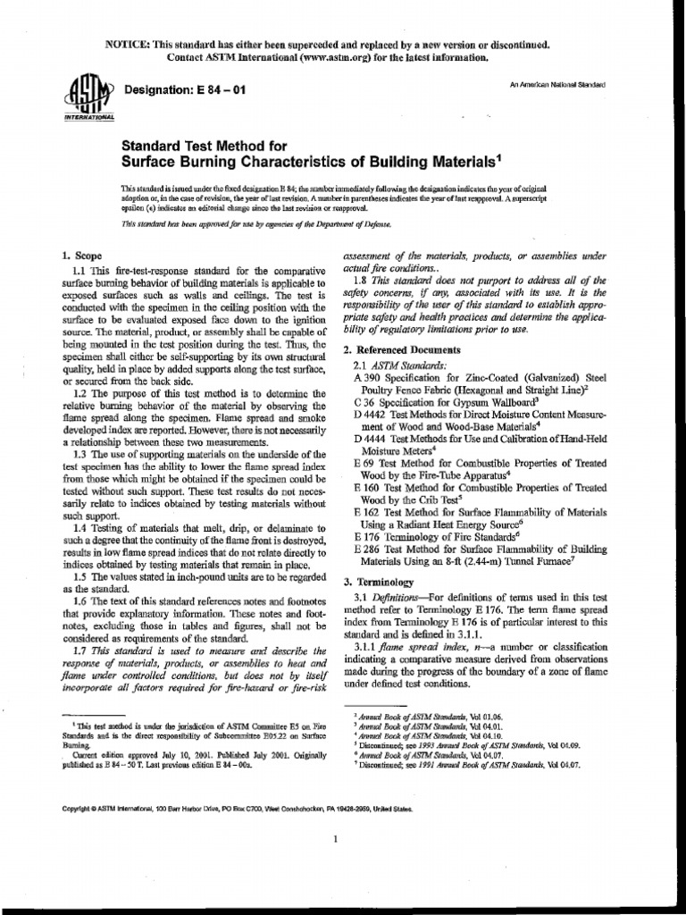 Astm E84 2001 | PDF | Duct (Flow) | Accuracy And Precision