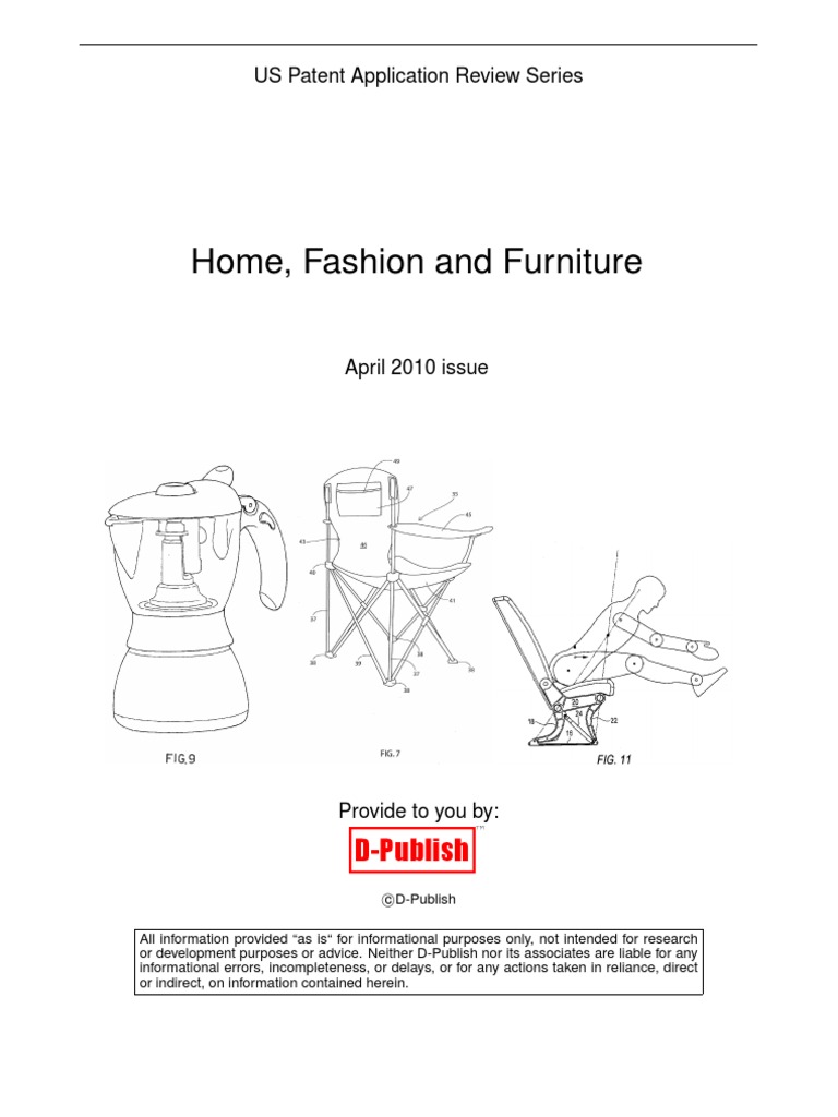 Patent Applications in Relation To Furniture Published by The USPTO in ...