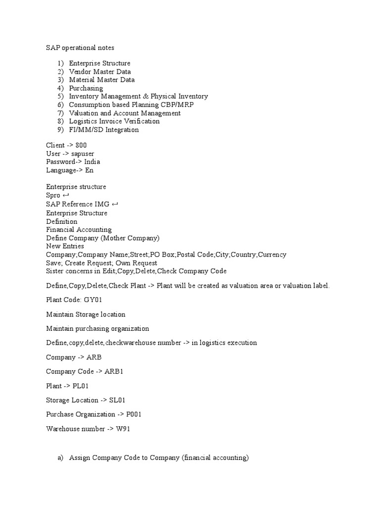 SAP MM Module Notes | PDF | Warehouse | Logistics