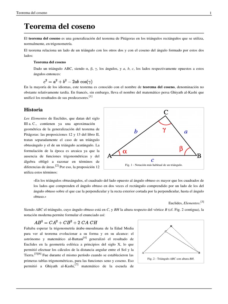 Teorema Del Coseno | Triángulo | Geometría