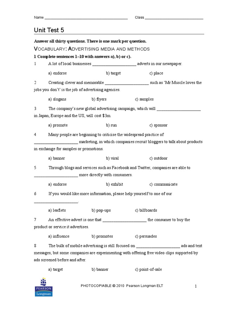 Unit Test 5 | PDF