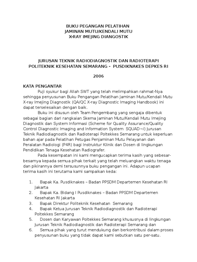 Jaminan Mutu Radiologi | PDF
