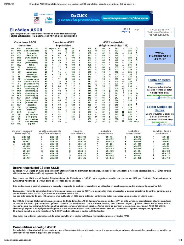 Codigo Ascii | Texto | Ascii