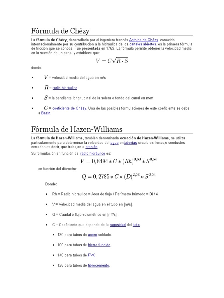 Fórmula de Chézy | PDF