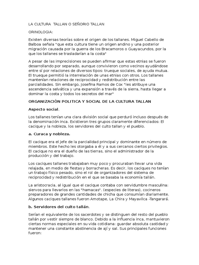 La Cultura Tallan o Señorio Tallan | Cultura (general)