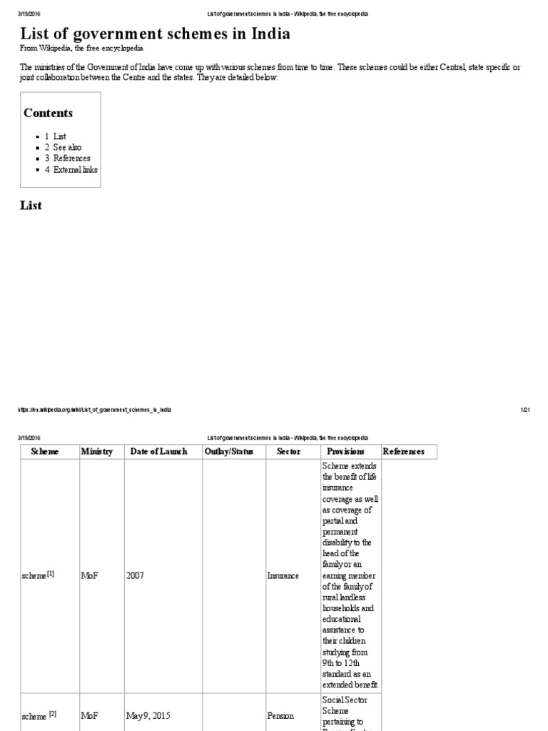 List of Government Schemes in India - Wikipedia, The Free Encyclopedia ...