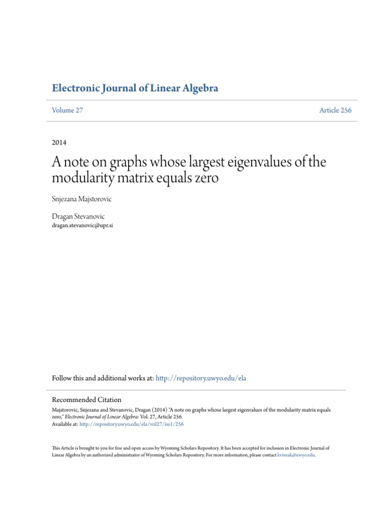 Zero Modularity Graphs | PDF | Eigenvalues And Eigenvectors | Matrix ...