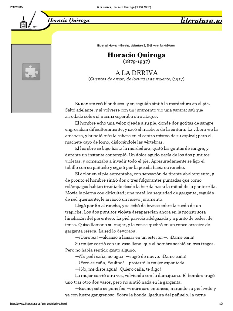 A La Deriva, Horacio Quiroga (1879-1937) | PDF | Naturaleza